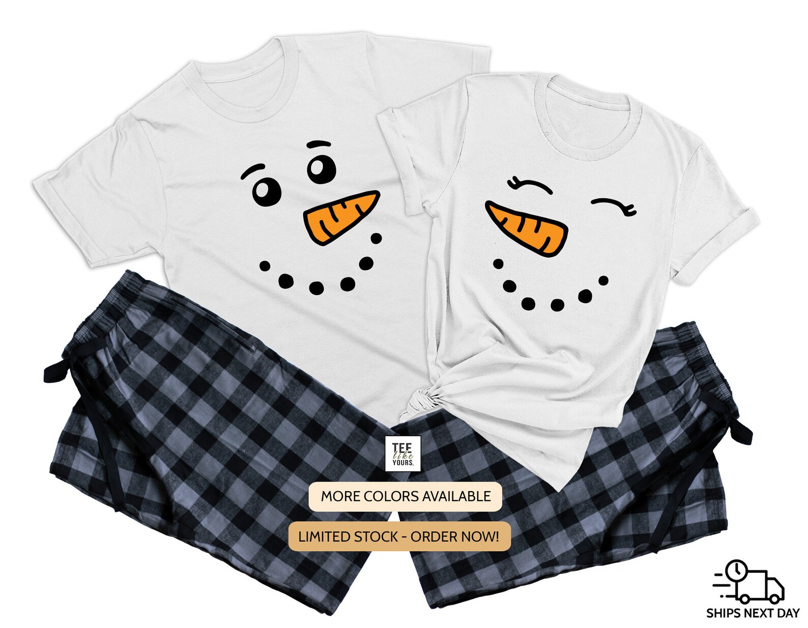 Snowman & Snowwoman, Couples Christmas Pajamas, Holiday Pajamas, Xmas ...