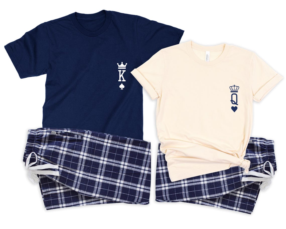 Custom Intials - King and Queen Pajamas. Personalized Couple Matching ...