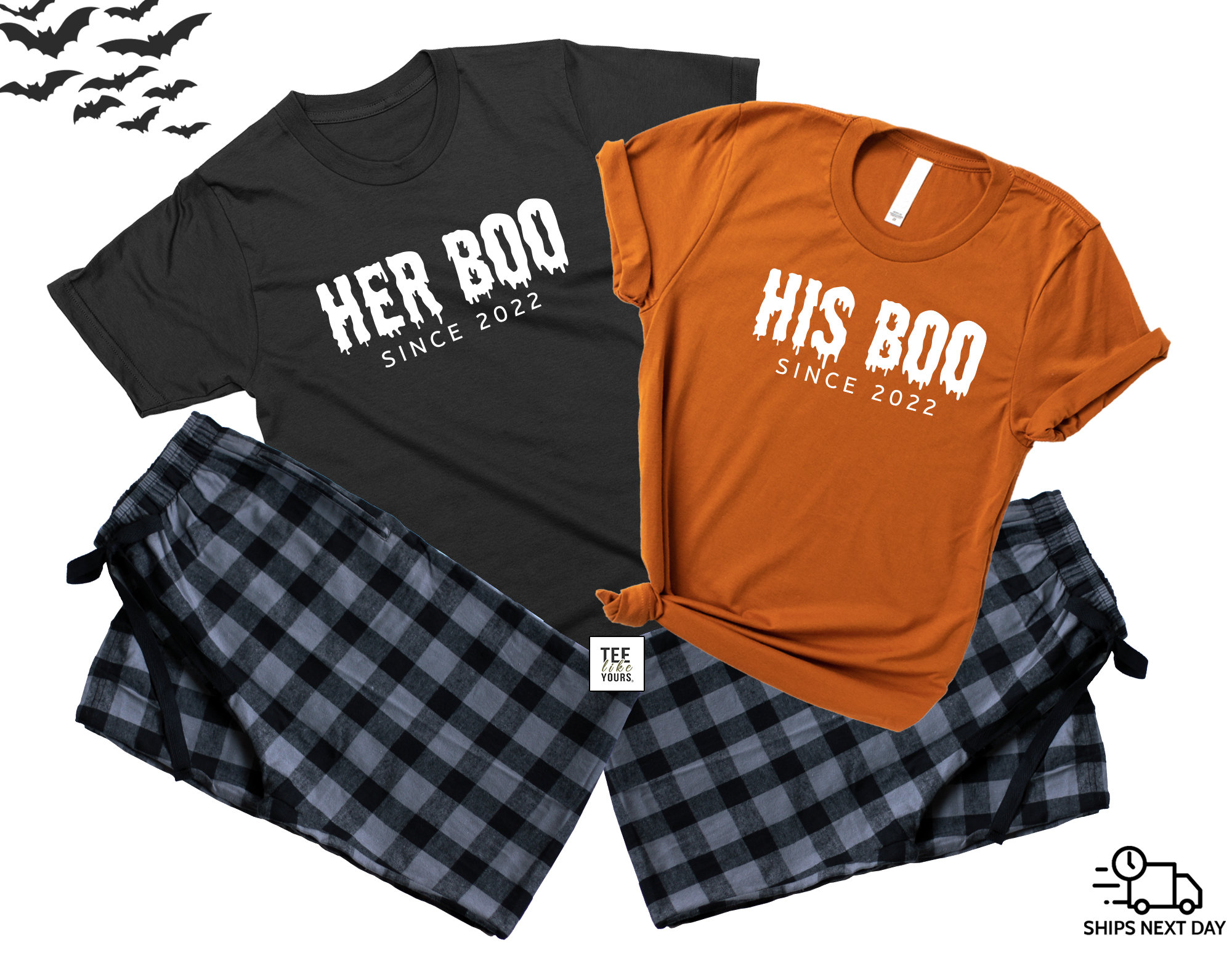 Her Boo & His Boo, Matching Halloween Pajamas for Couples, Halloween ...