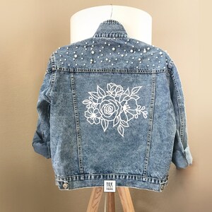Flower Denim Jacket | Embroidered Pearls Vintage Cropped Denim Jacket ...