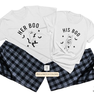Her Boo & His Boo, Matching Halloween Pajamas for Couples, Halloween ...