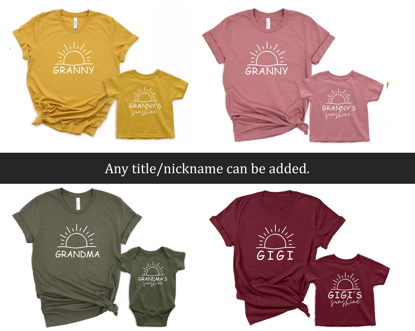 Granny & Granny's Sunshine. Matching Grandma, Grandchild Shirts. Custom ...