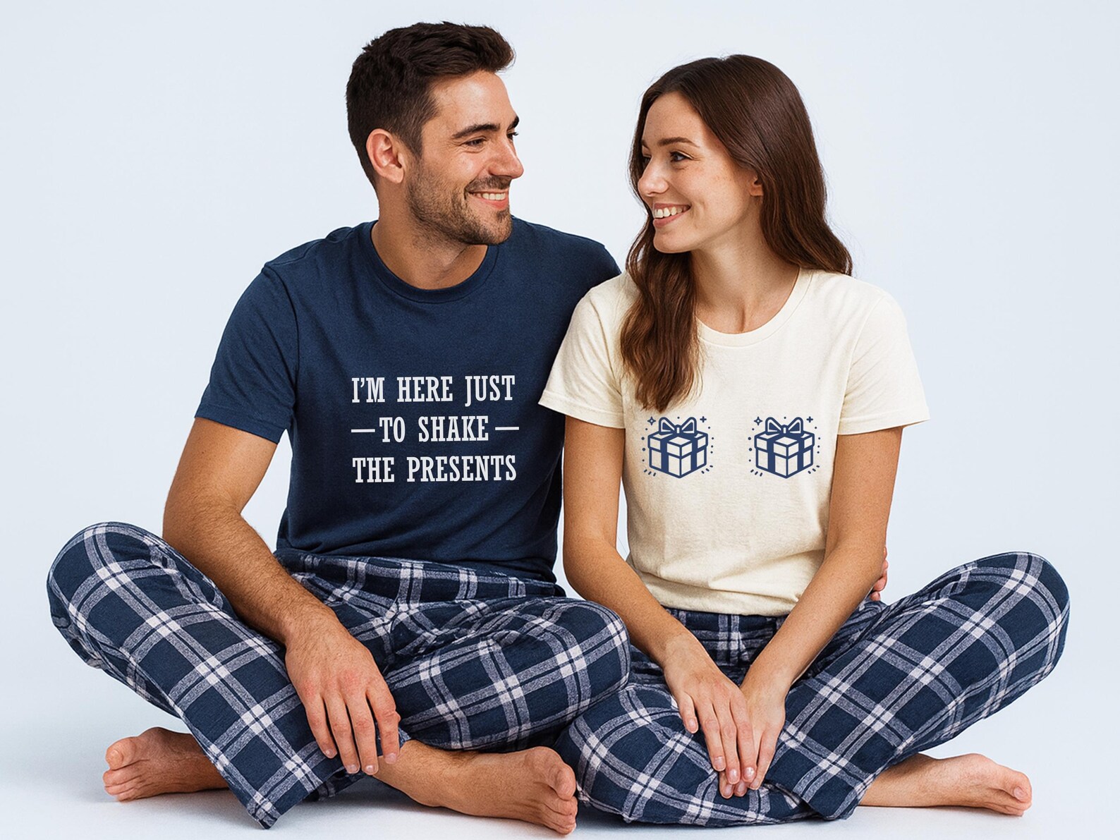 Funny Holiday Matching Pajamas for Couple. Hubby Wifey Shirts & Plaid ...