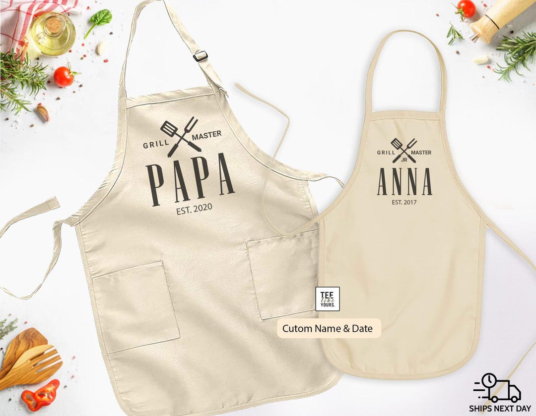 Father and Child Aprons. Personalized Apron for a Dad and Daughter, Son. Custom Gifts for Daddy ...