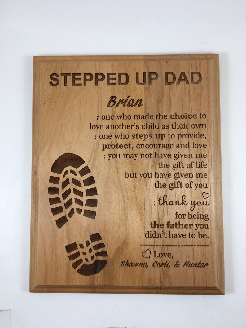 Customized Wood Plaque, Step Father's Day Engraved Plaque, Personalized ...