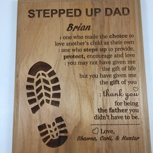 Customized Wood Plaque, Step Father's Day Engraved Plaque, Personalized ...
