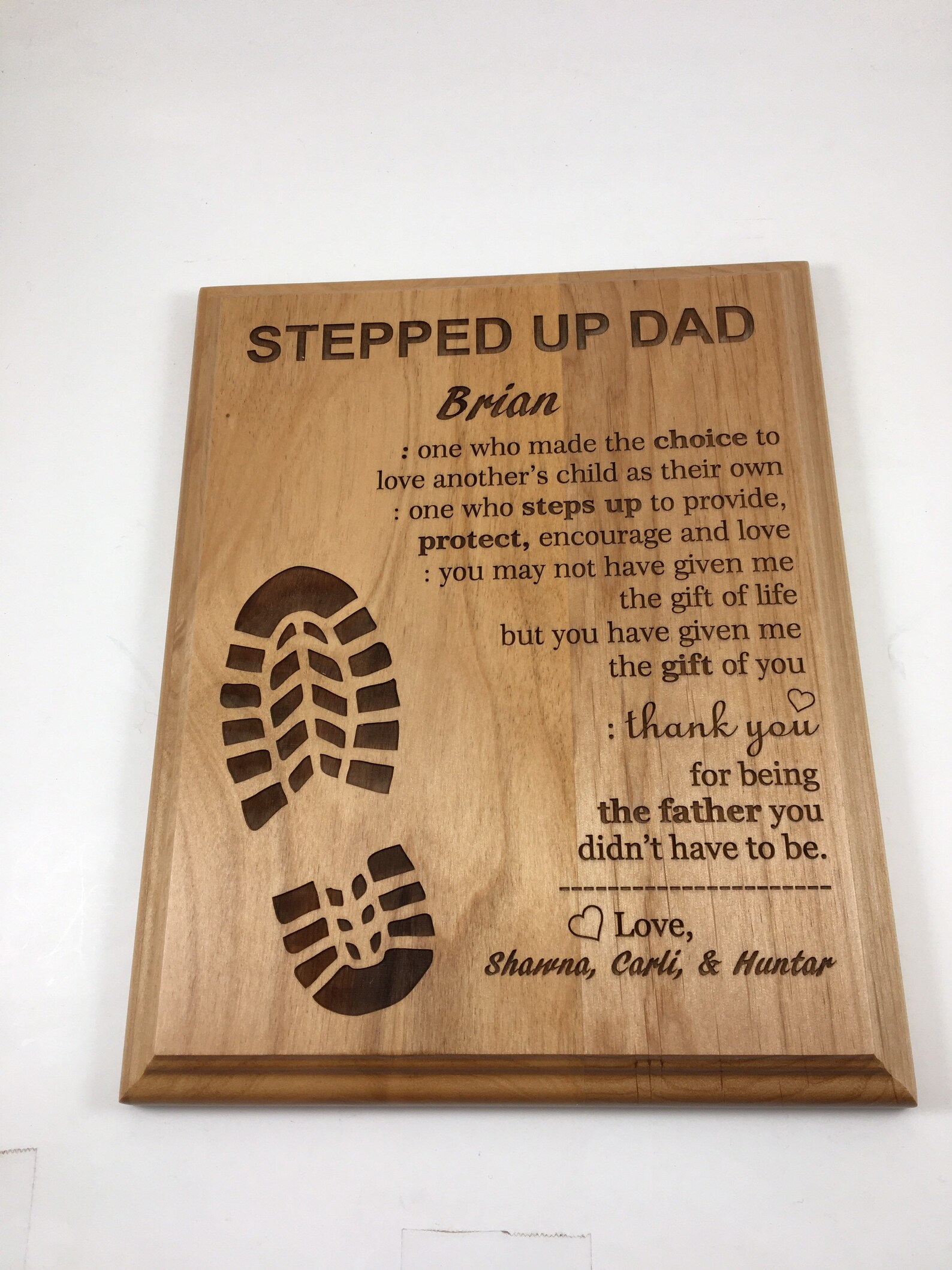 Customized Wood Plaque, Step Father's Day Engraved Plaque, Personalized ...