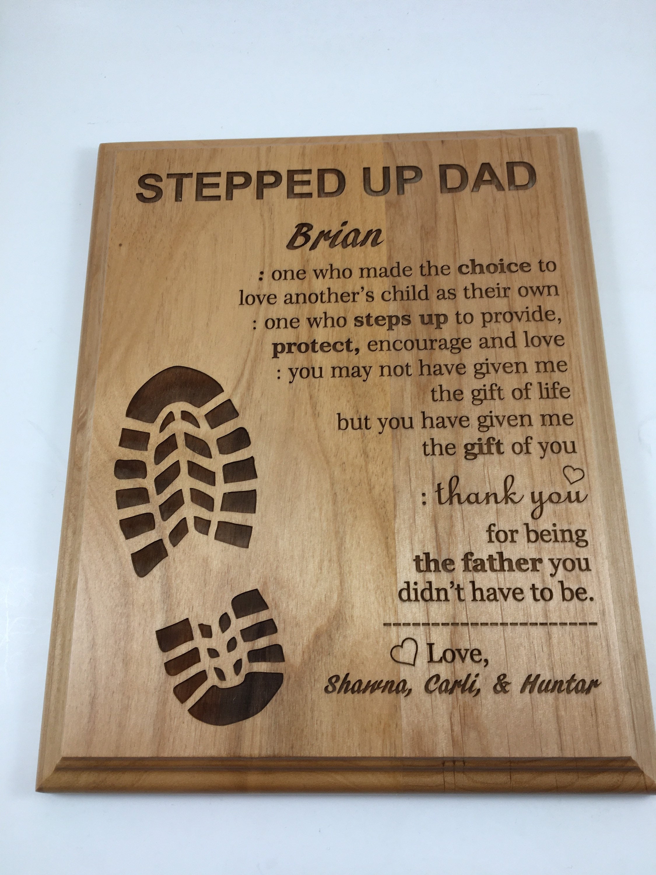 Customized Wood Plaque Step Father's Day Engraved Plaque - Etsy