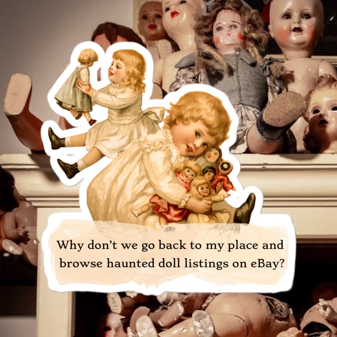 Haunted Doll stickers Creepy Doll Sticker Funny Goth | Etsy