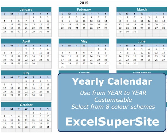 Printable Calendar-editable-any Year-the Only Calendar | Etsy