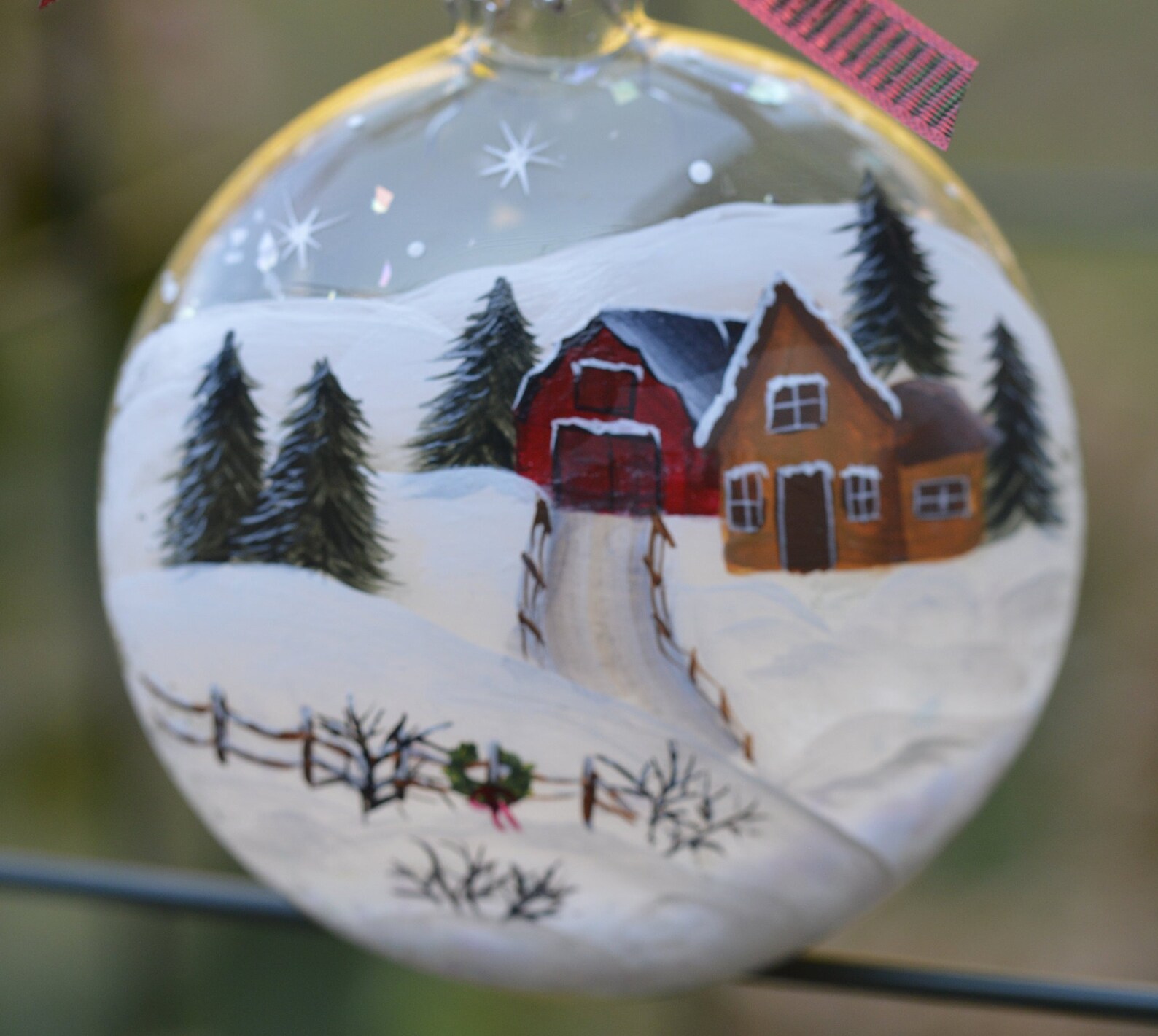 Hand Painted Glass Snow Scene Ornament Personalized Glass | Etsy