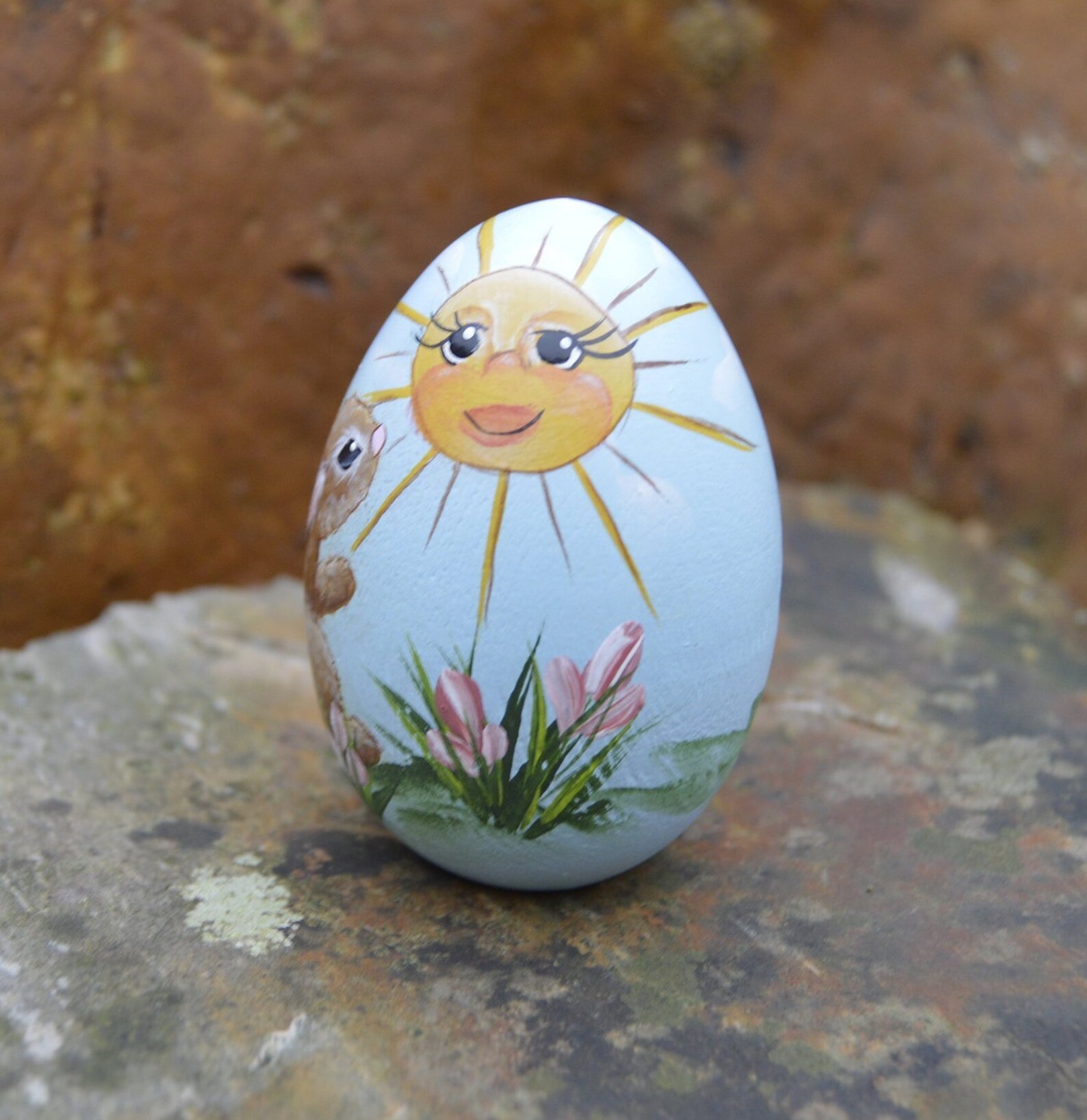 Easter Bunny and Sun Egg 4 Sizes Hand Painted Easter Bunny - Etsy