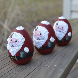 Hand Painted Santa Egg, Santa Claus Egg, Santa Claus, Wooden Egg - Etsy