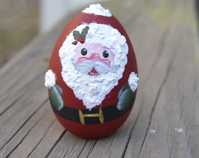 Hand Painted Santa Egg, Santa Claus Egg, Santa Claus, Wooden Egg - Etsy