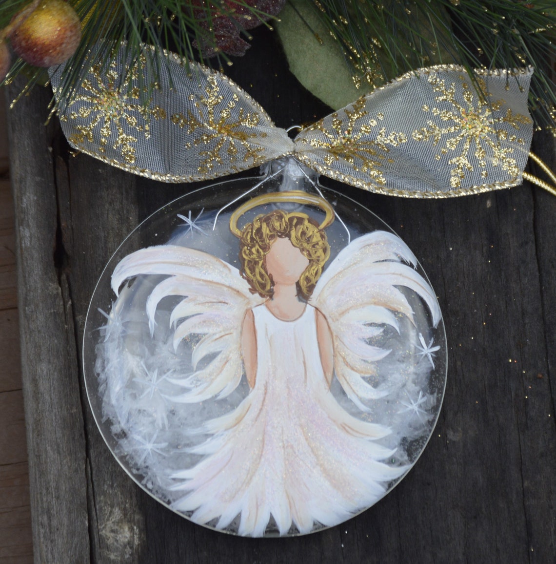 Rustic Angel Hand Painted Glass Ornament Hand Painted Angel - Etsy