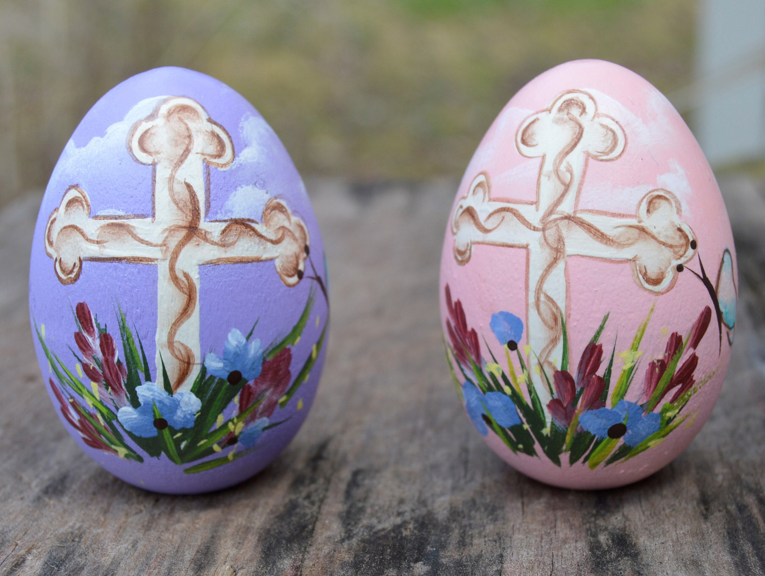 Hand Painted Personalized Cross Egg for Easter/baptism - Etsy