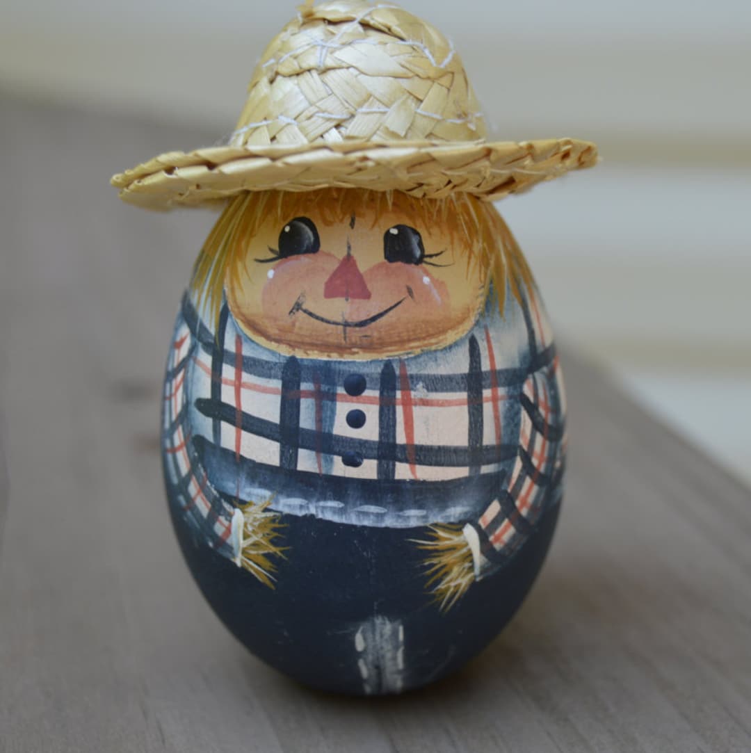 Hand Painted Scare Crow Egg - Etsy