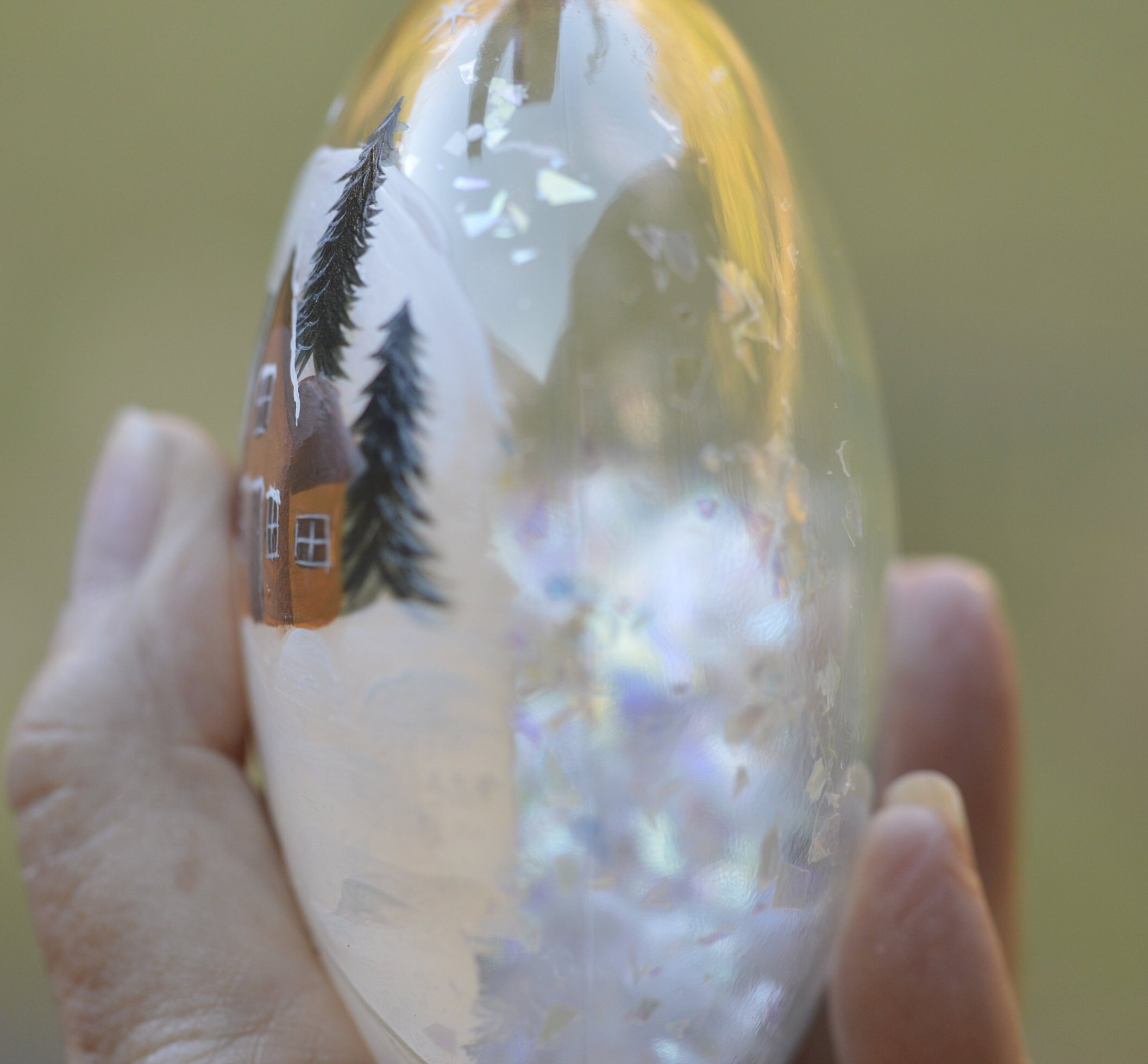 Hand Painted Glass Snow Scene Ornament Personalized Glass - Etsy