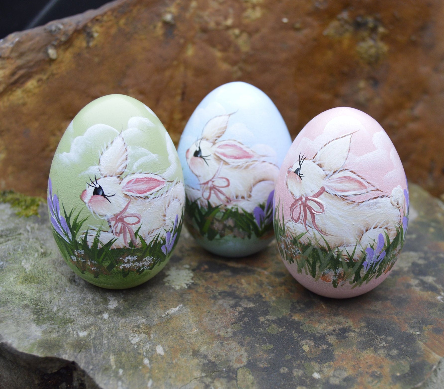 Hand Painted Bunny Egg Bunny Egg Rabbit Egg Easter Egg | Etsy