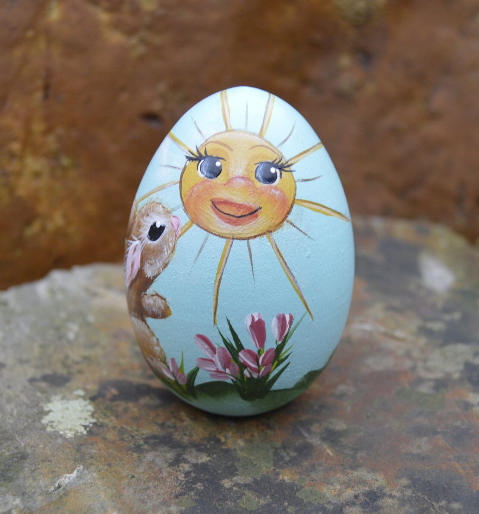 Easter Bunny and Sun Egg 4 Sizes Hand Painted Easter Bunny - Etsy