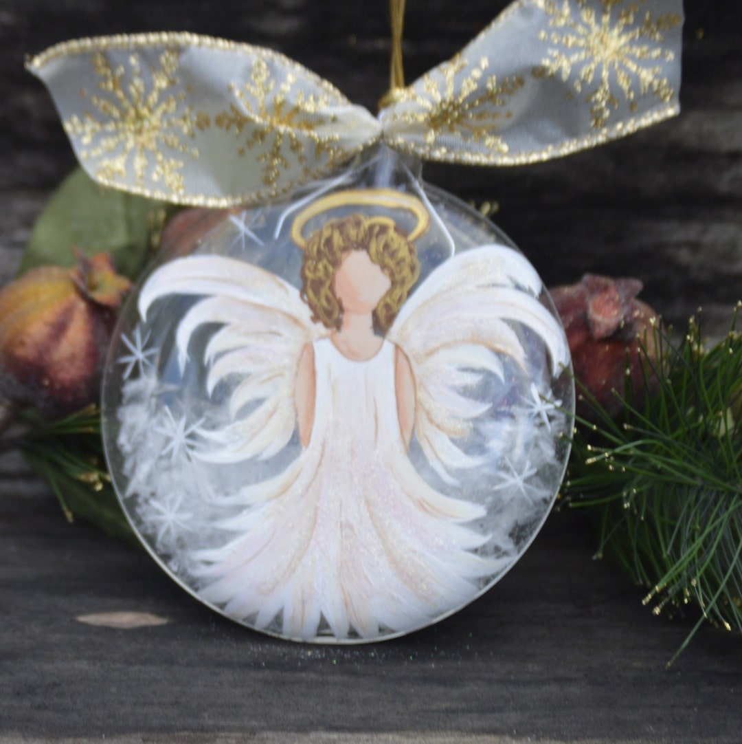 Rustic Angel, Hand Painted Glass Ornament, Hand Painted Angel Ornament ...
