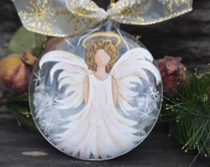 Rustic Angel, Hand Painted Glass Ornament, Hand Painted Angel Ornament ...
