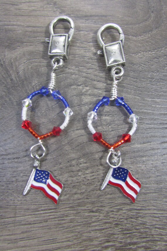 Items similar to USA Flag Charm Shoelace Ring on Etsy