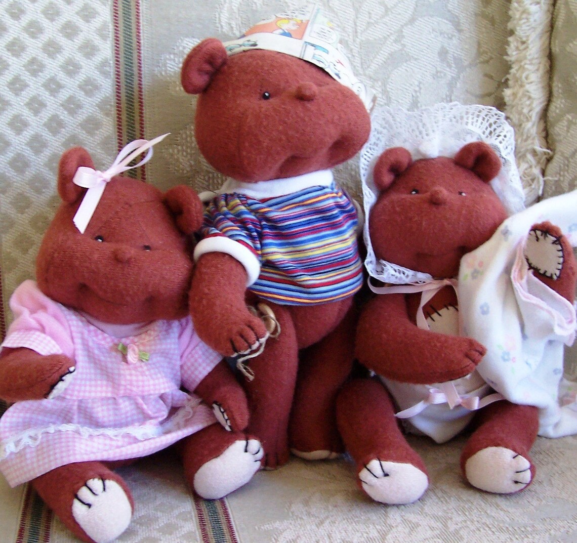 Dinky Baby Pattern 037 The 3 Dinky Bears 9 inch dolls PDF Pattern ...