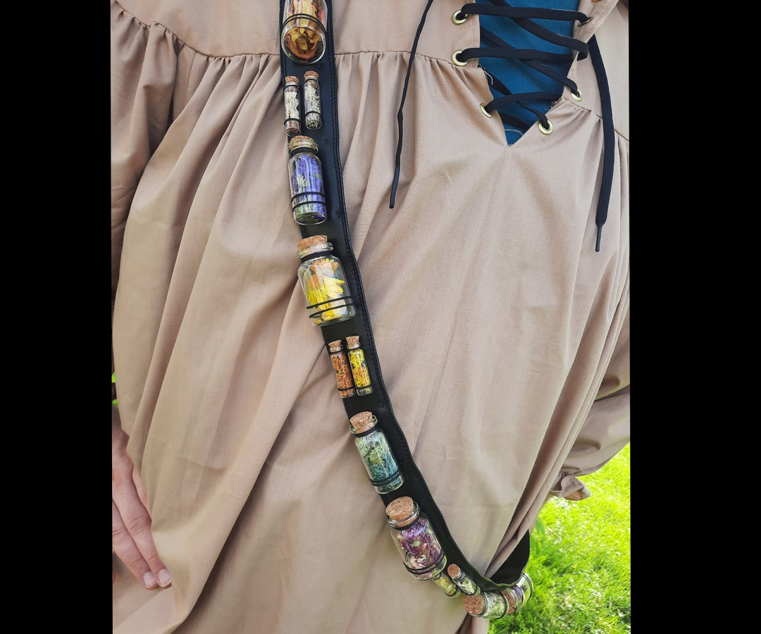 COTTAGECORE STEAMPUNK BANDOLIER Belt, Ingredient Bottles, Steampunk ...