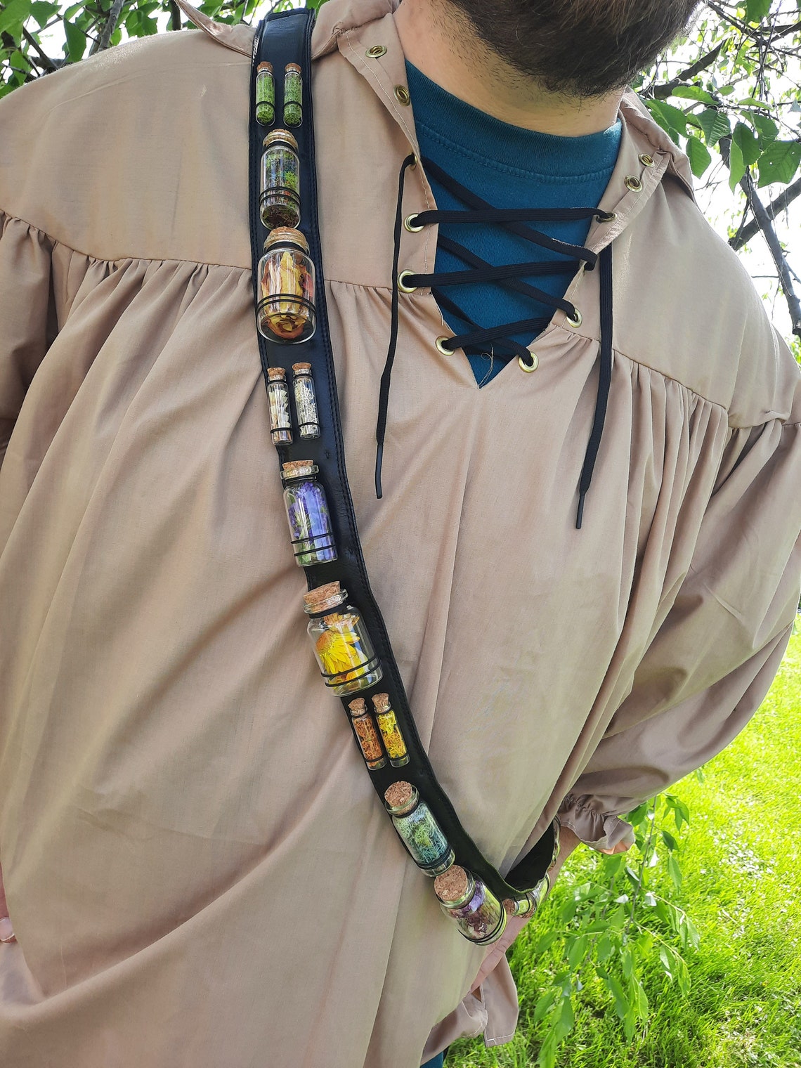 COTTAGECORE STEAMPUNK BANDOLIER Belt Ingredient Bottles - Etsy