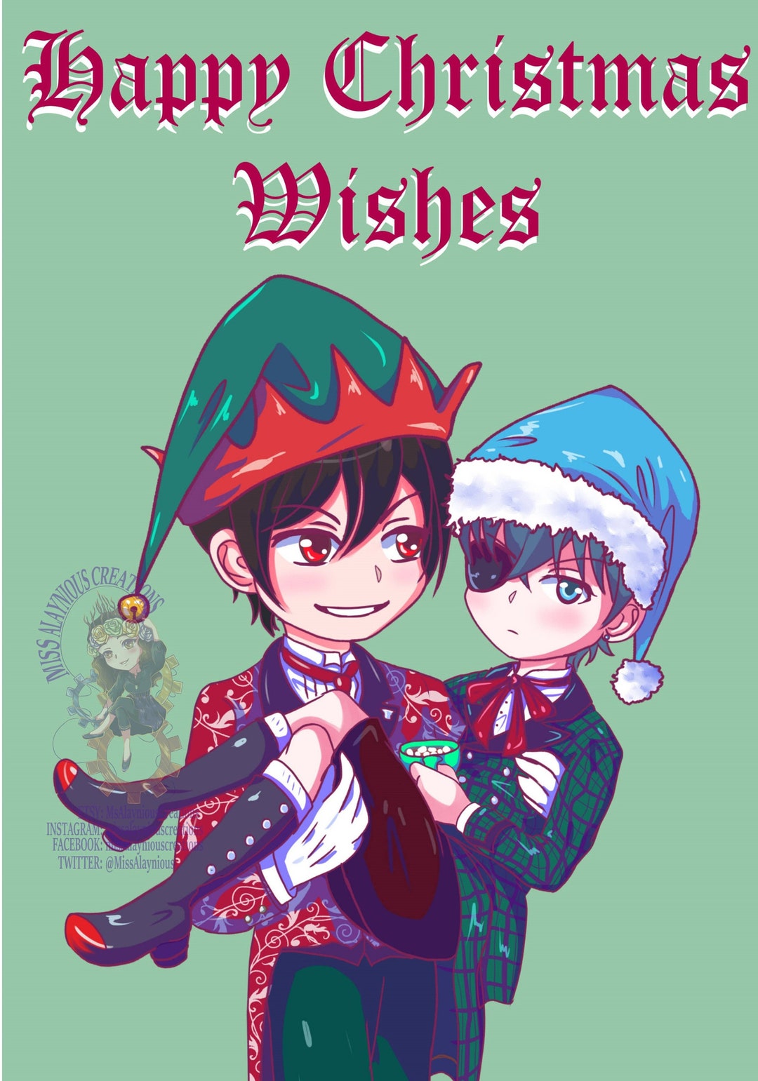 ANIME CHRISTMAS CARD, Anime Christmas Card - Etsy
