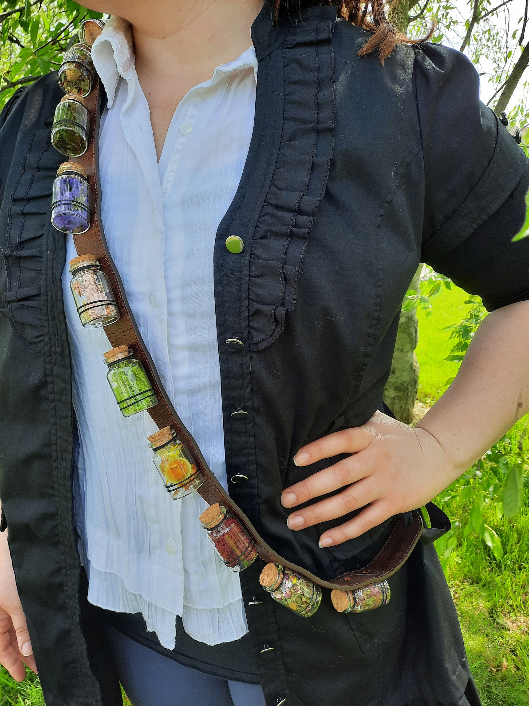 COTTAGECORE STEAMPUNK BANDOLIER Belt Ingredient Bottles - Etsy