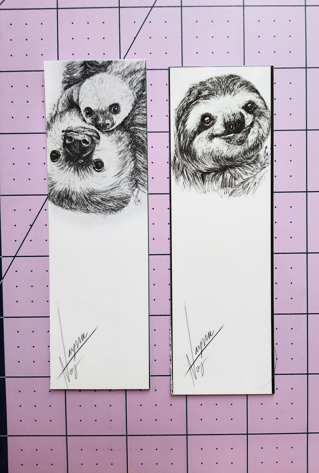 Sloth Art Bookmark: Handmade Animal Illustration - Etsy