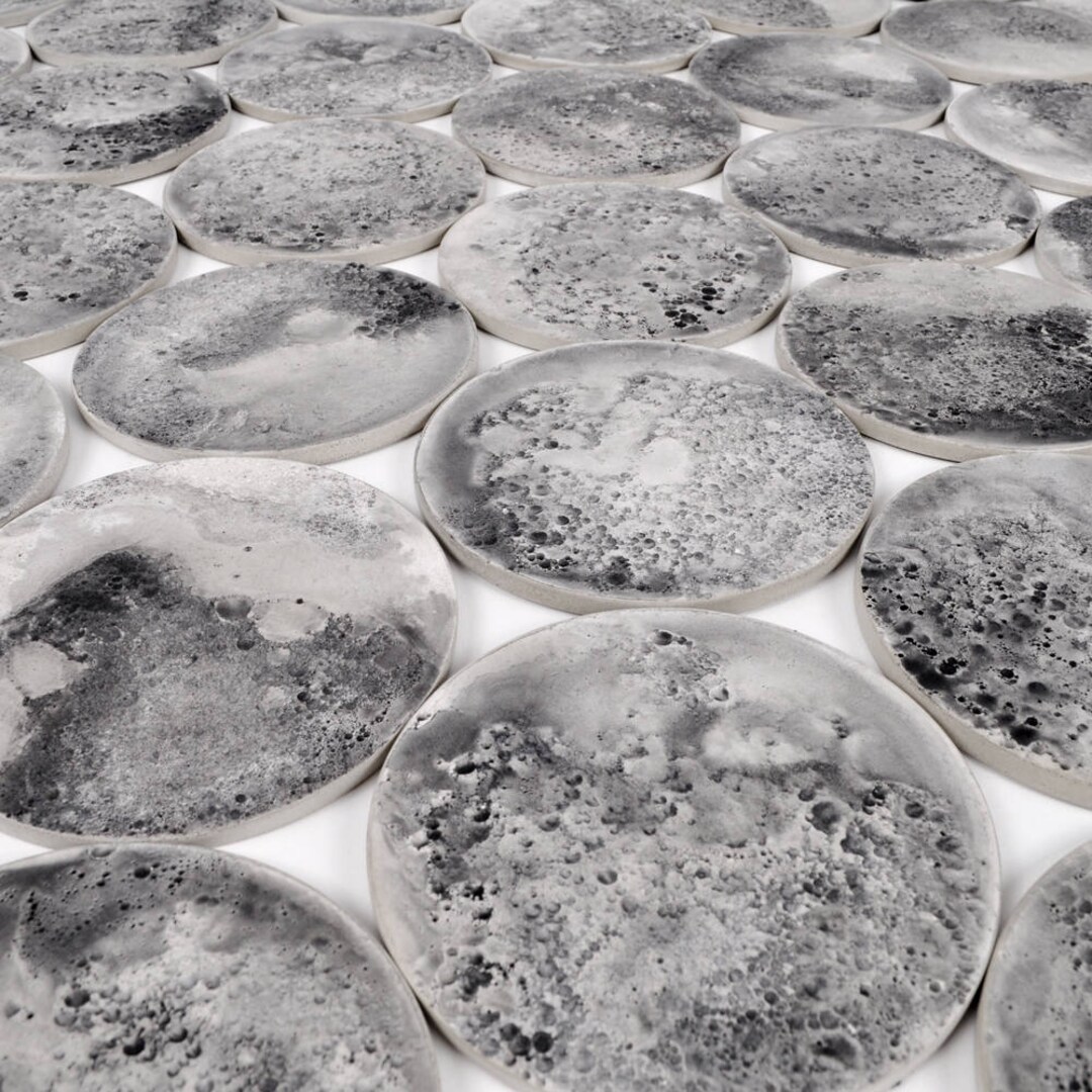 MOON Texture Coaster Set, Moon Phases Boho Decor, Space Concrete ...