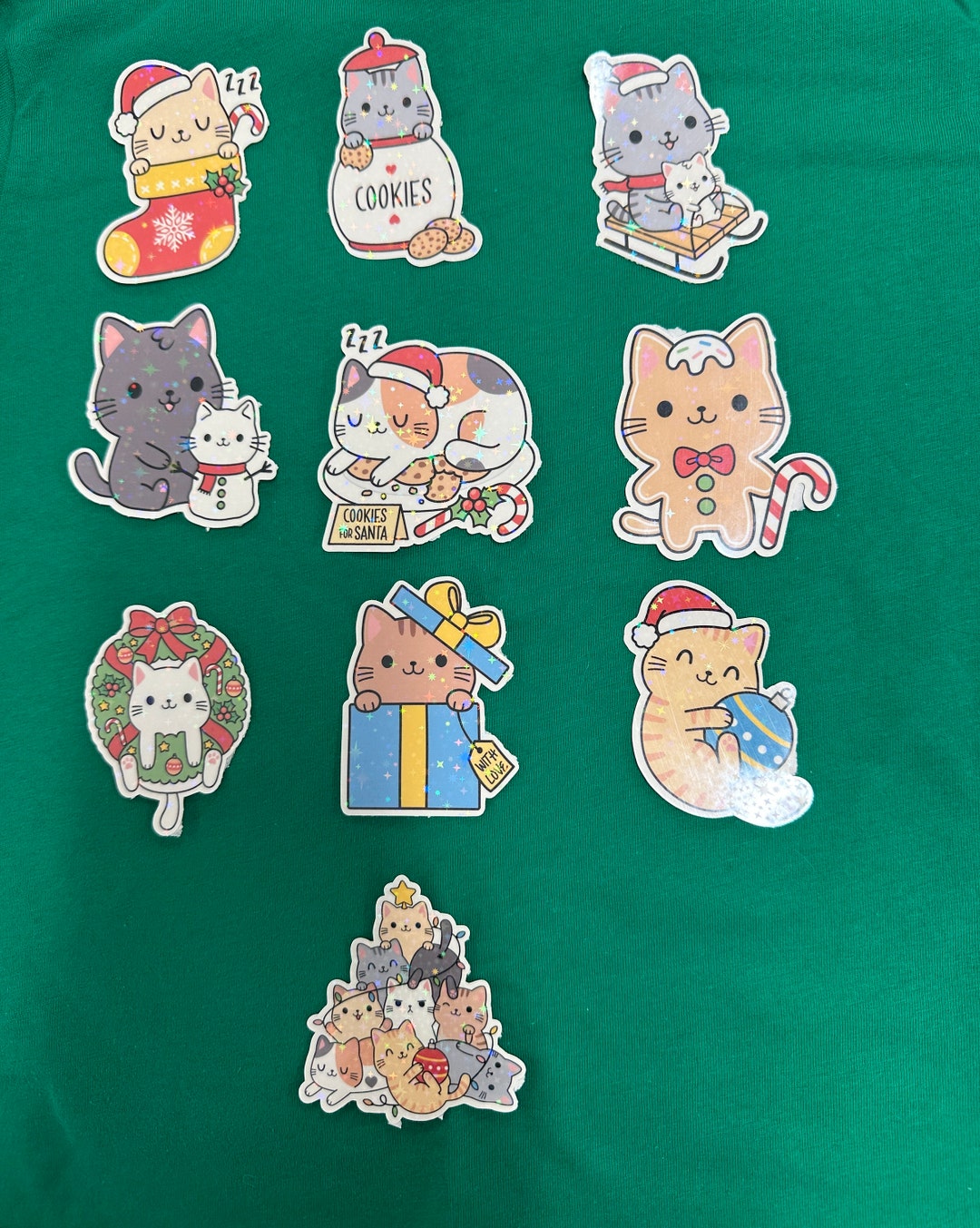 Christmas Cat Stickers, Stocking Stuffers, Gifts for Cat Crazy Cat ...