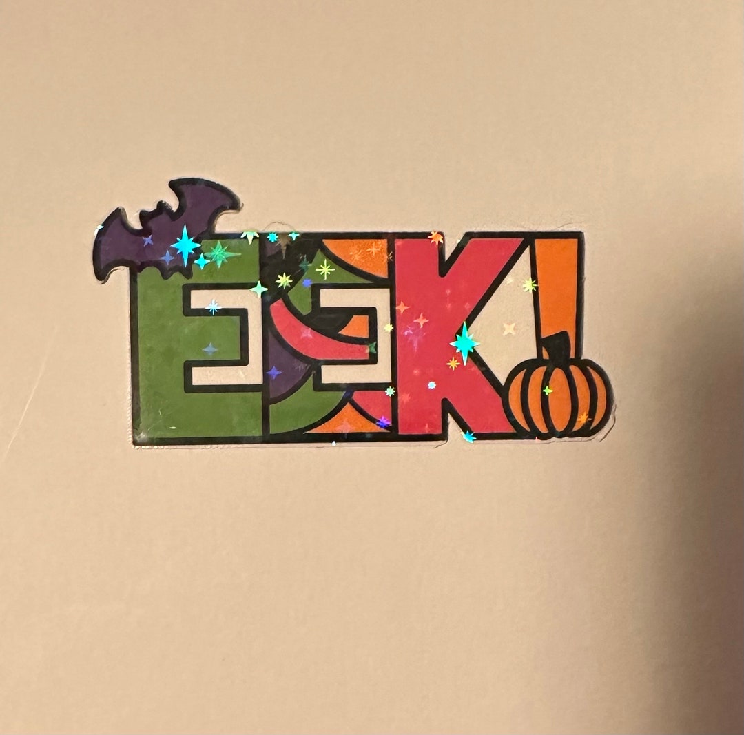 Halloween Aesthetic Sticker, Eek Sparkley or Gloss Top Coat, White or Transparent Background ...