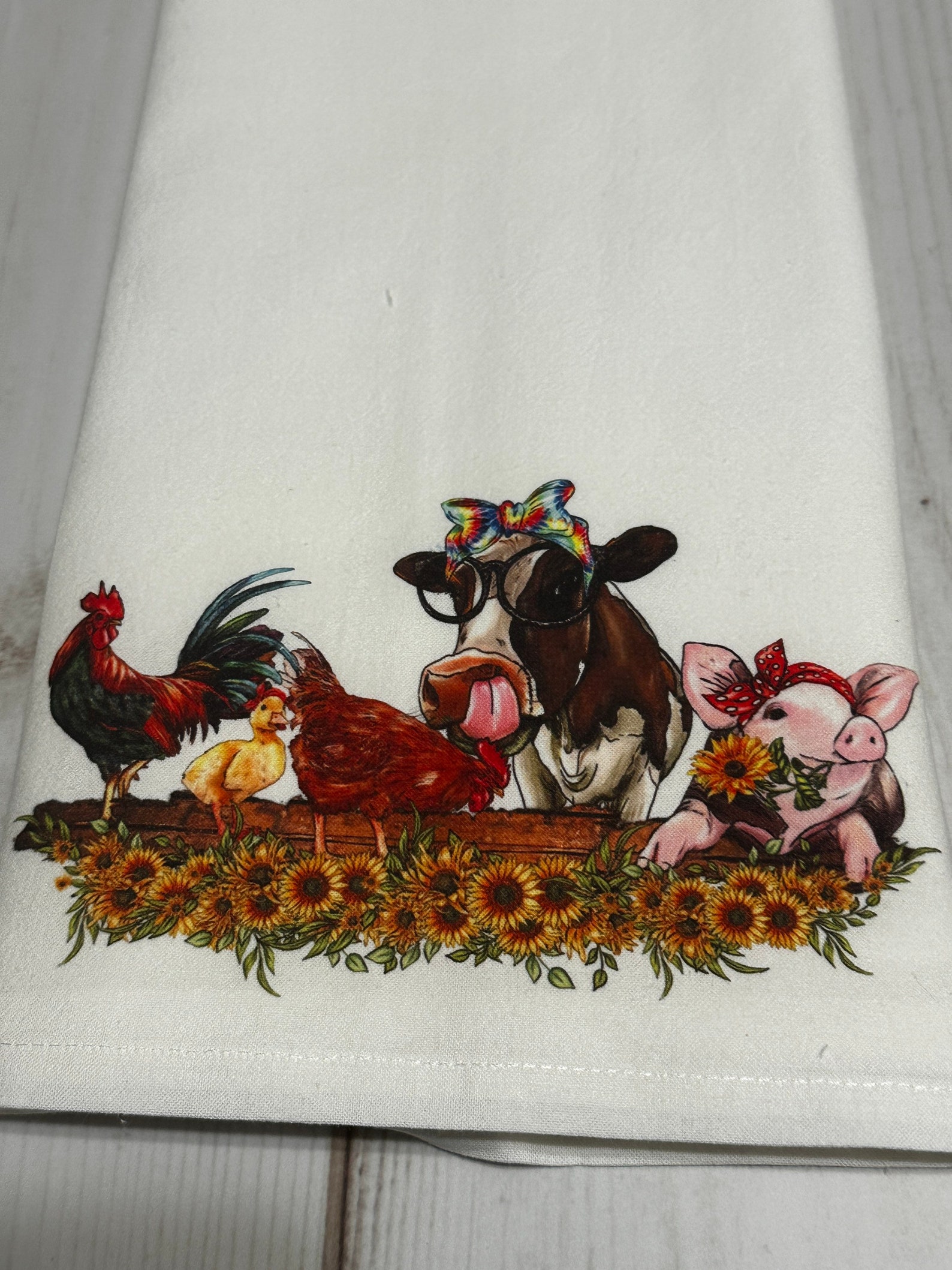 Multiple Farm Animals With Tie Dye Cow Design Kitchen Towel - Etsy