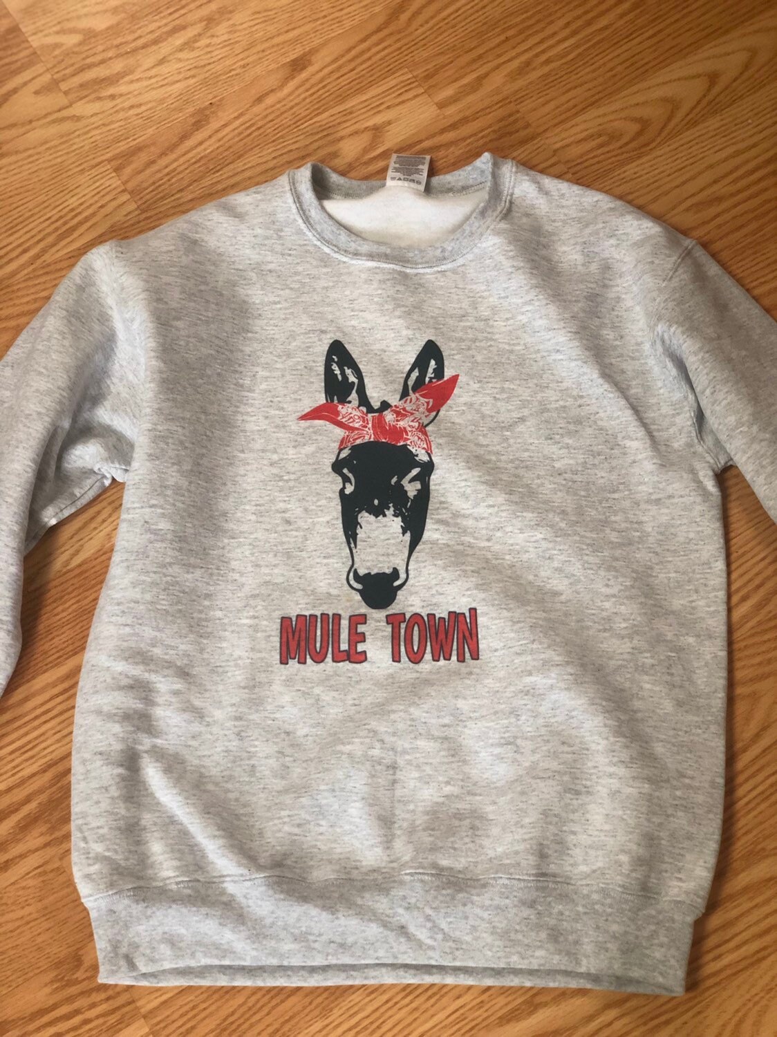 Mule Town Red Bandana Mule Town Design Gray Sweatshirt - Etsy