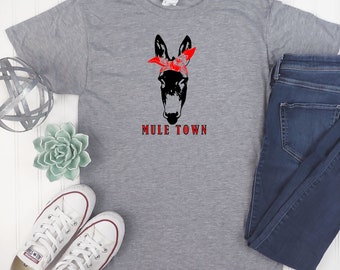 Mule Town Red Bandana Mule Design Gray and Black Raglan Shirt | Etsy