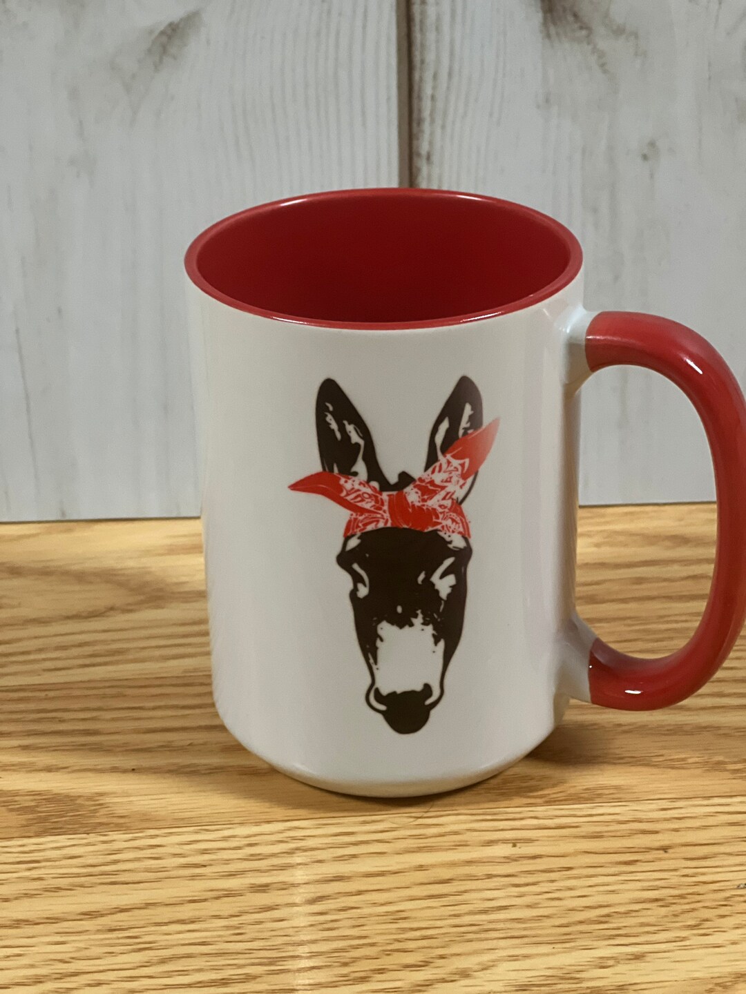 Red Bandana Mule Design 15oz Ceramic Red Mug - Etsy