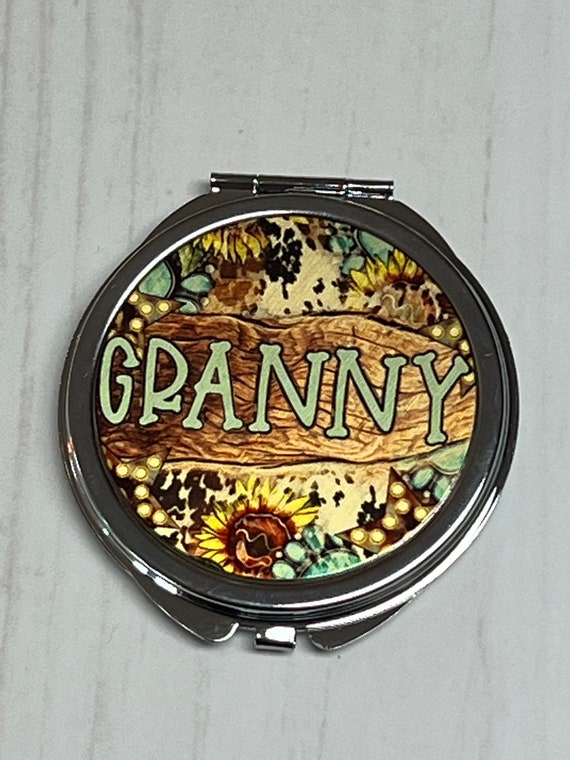 Granny Western Designed Gold and Silver Compact Mirror - Etsy
