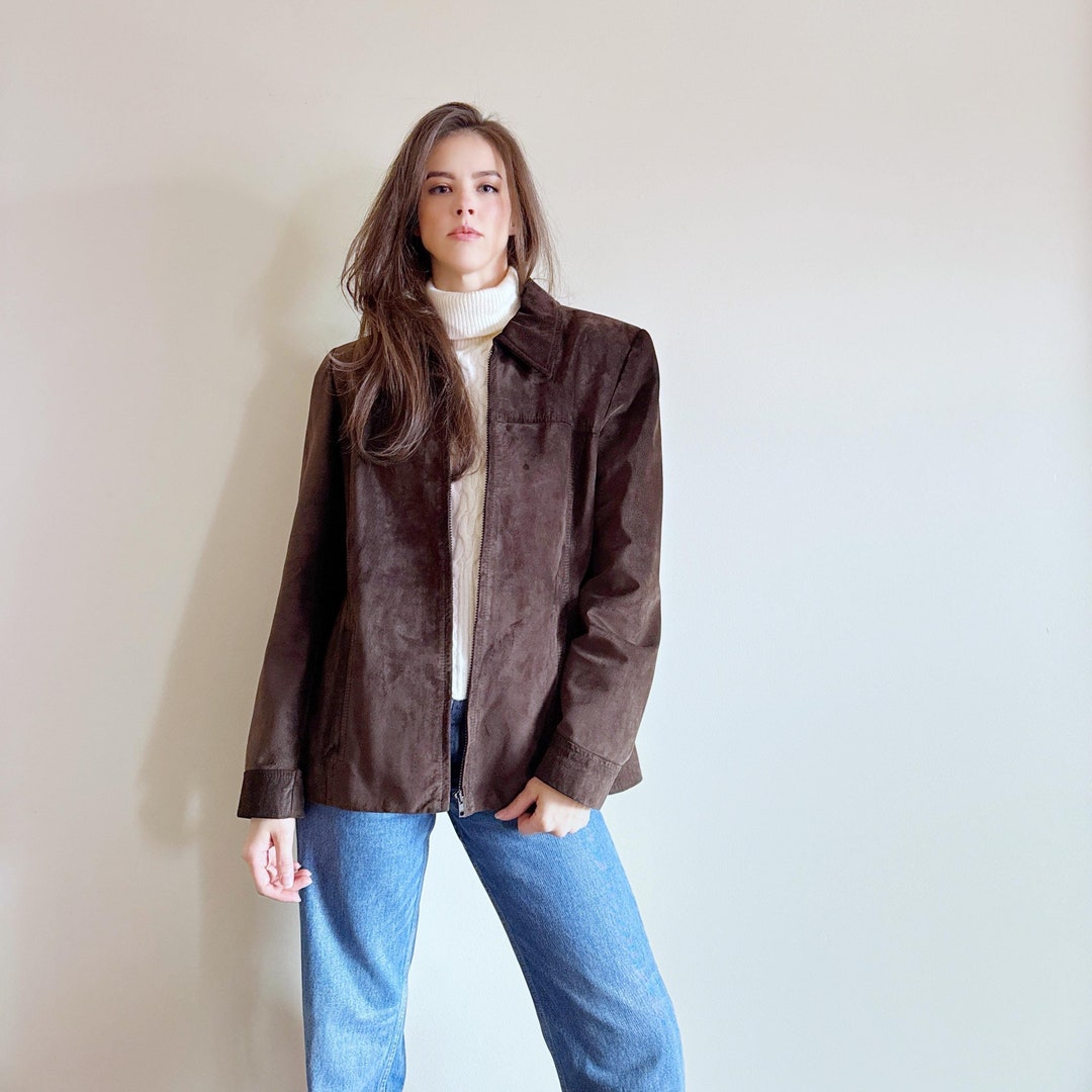 Vintage 90s Chocolate Brown Suede Jacket. - Etsy