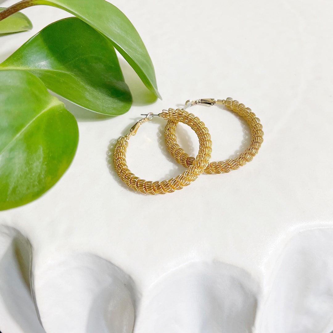 Vintage 90s Wire Mesh Hoop Earrings. 1990s Retro Costume Jewelry. - Etsy