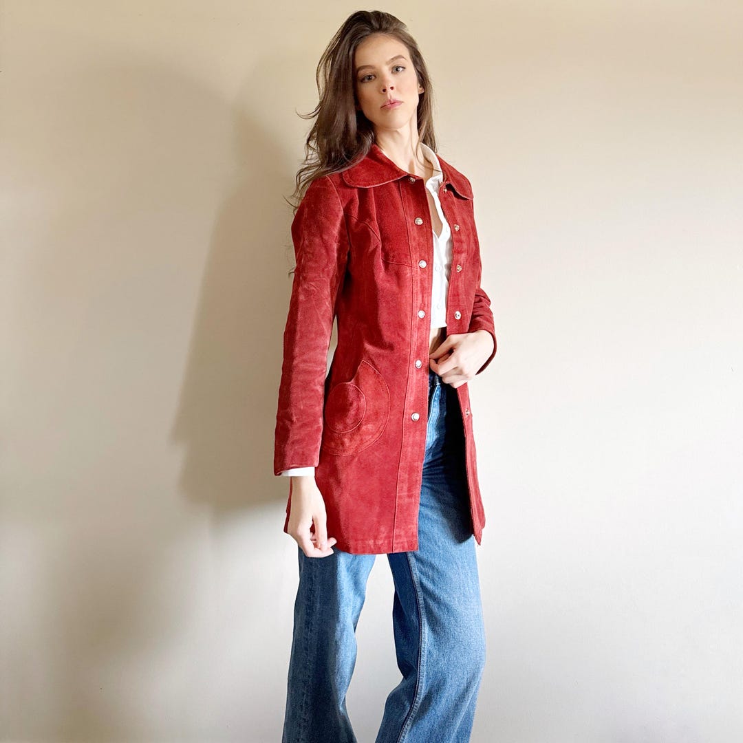 Vintage 70s Burnt Orange Suede Jacket - XS/S Western Boho Coat - Etsy