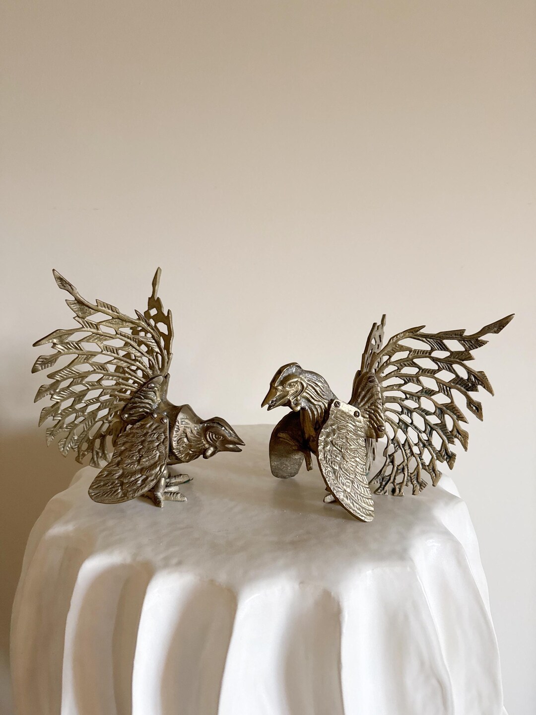 Vintage Brass Fighting Rooster. Vintage Ornate Brass Decor Victorian ...