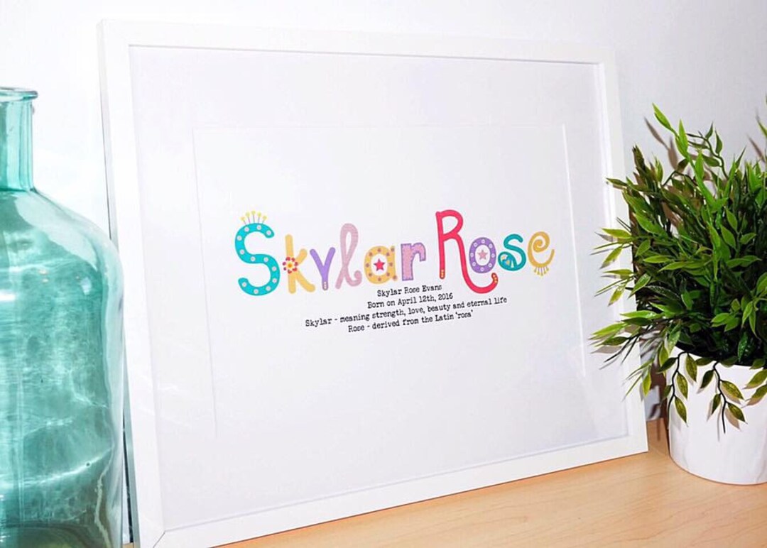 Personalised & Framed Baby Name Meaning - Gift, Keepsake, Wall Art - Etsy