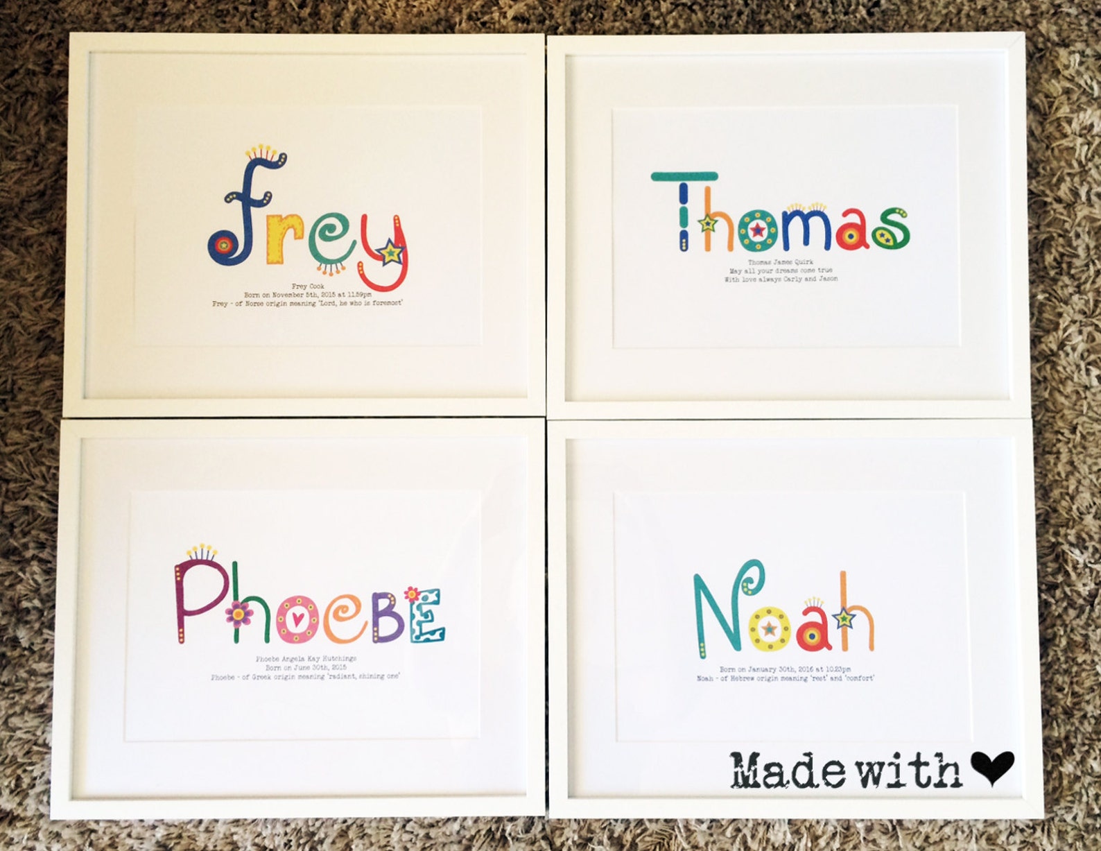 Personalised & Framed Baby Name Meaning Gift Keepsake Wall - Etsy