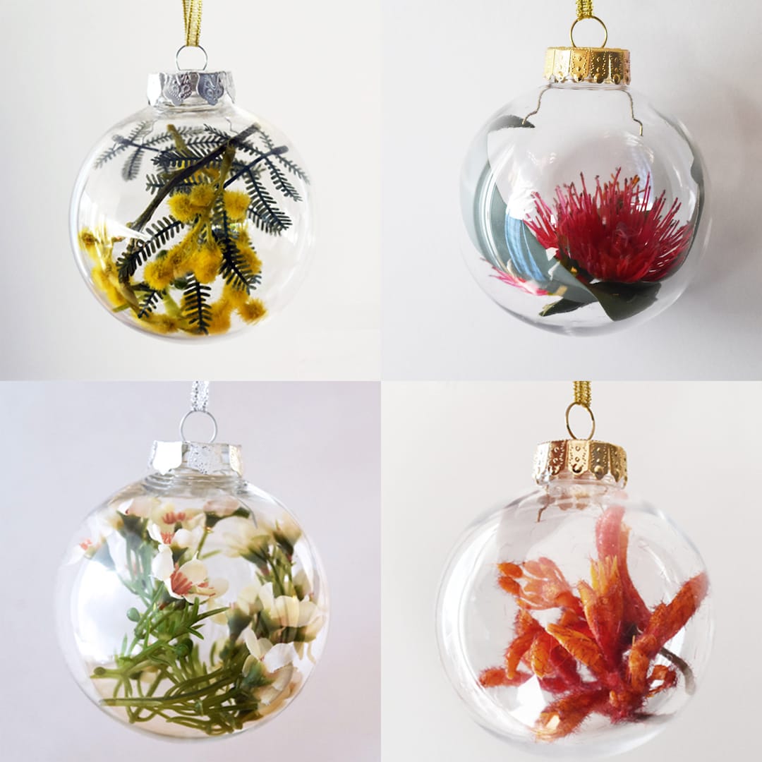 Set of 4 Australian Native Flowers Christmas Baubles - Etsy
