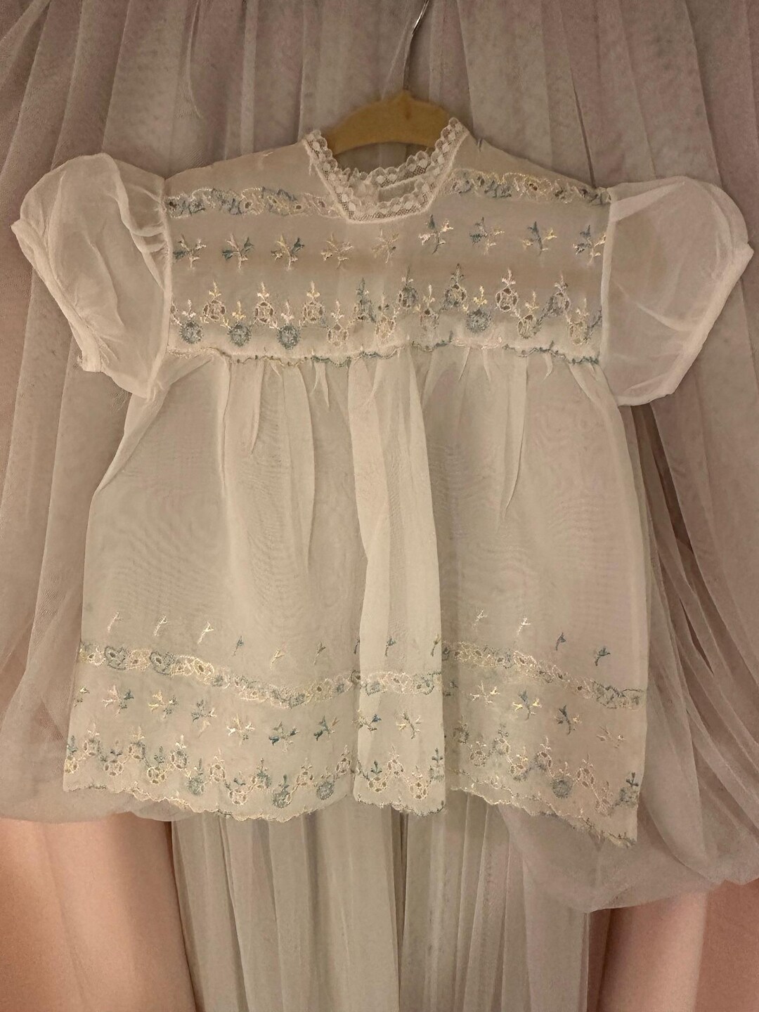 Vintage Sweet Pea Sheer Babydoll Dress Infant B18" L14" - Etsy