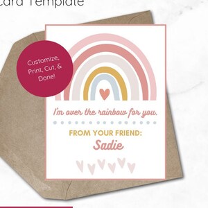 Editable Rainbow Valentine's Day Cards, Happy Valentine's Day Card ...